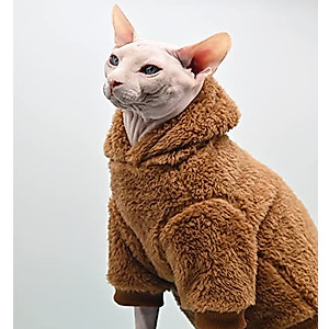 Sphynx Cat Sweater Warm Thickened Knitted Stratch Hairless Cat Clothes Cat Vest for Devon,Cornish,Peter Bald, Small Kitten (X-Small)