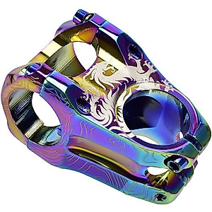 ZECHAO Mountain Bike Stem,Alloy 31.8 * 45mm CNC 0 Degree Short Bike Stem XC AM Mountain Road Bike Handlebar Stem Bike Parts Bike Stem (Color : Rainbow, Size : 31.8 * 45mm)