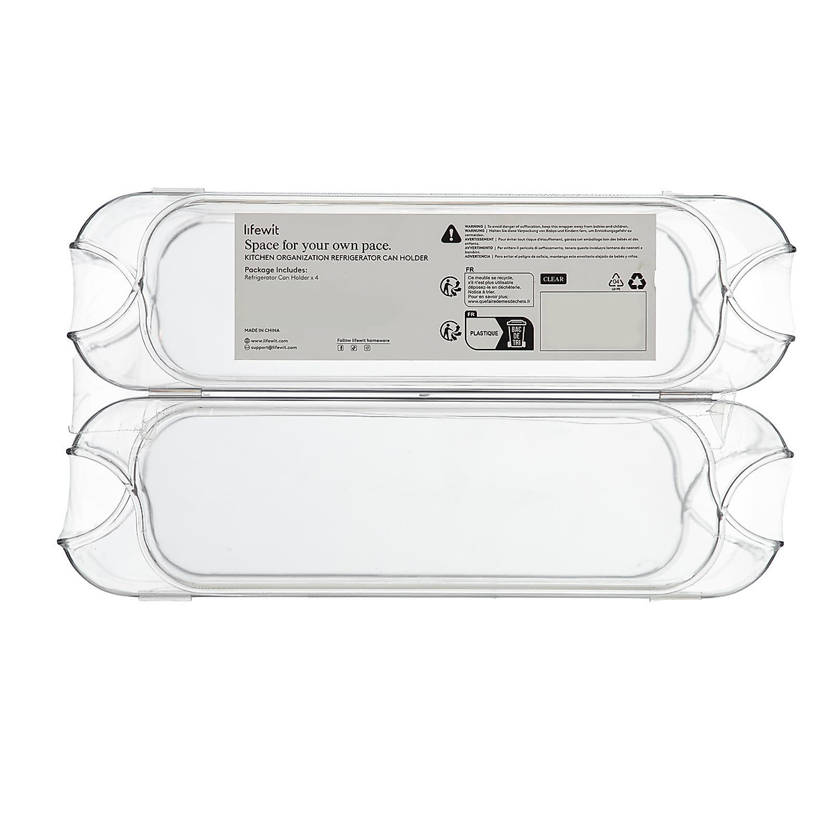 Lifewit 4pcs Soda Can Organizer for Refrigerator Kitchen Pantry Fridge Freezer Countertop Cabinet in Home, Office, Clear Plastic Beverage Drink Holder Rack, Each for 9 Pop Cans 355ml