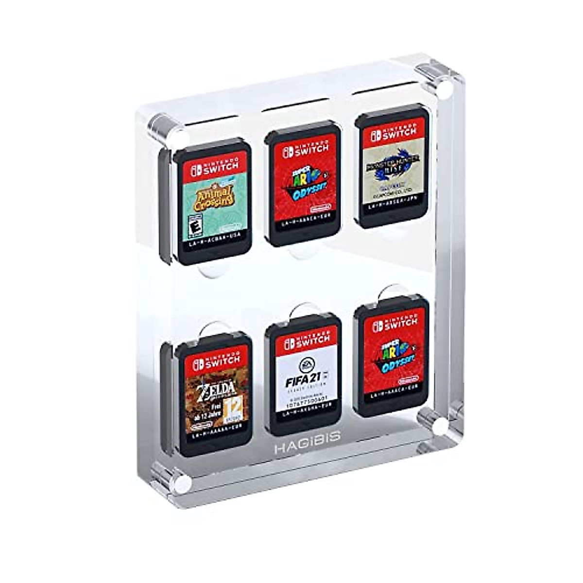 Hagibis Game Card Case for Nintendo Switch, 6 Cartridge Slots Holder Protective Shockproof Display Cabinet, Transparent Acrylic Game Storage Box for Switch NS NX (6 Slots)