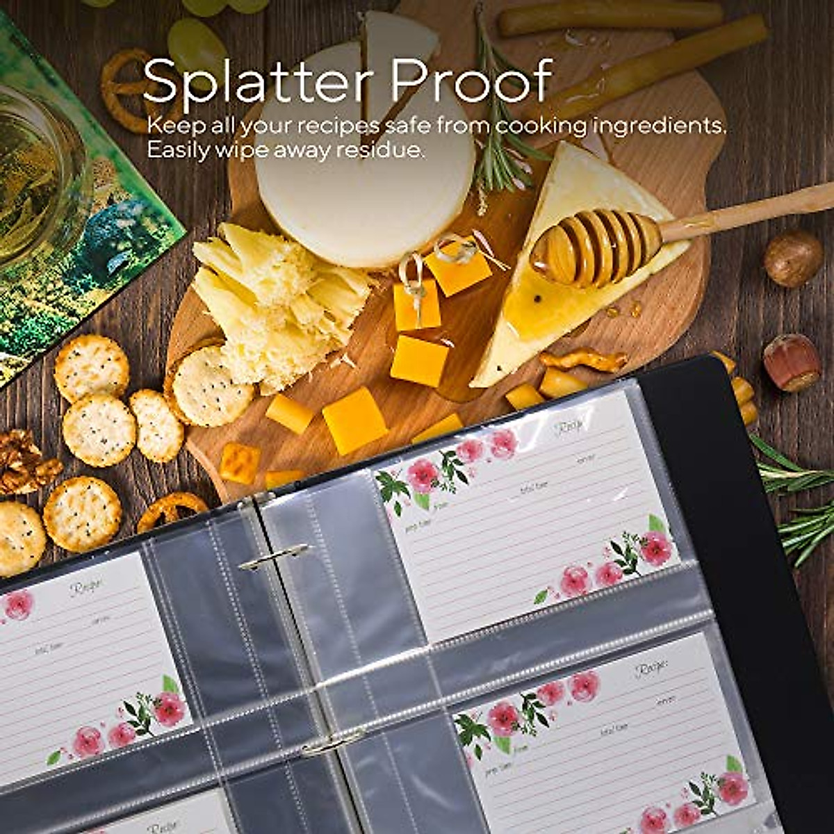 Toucan Craft Supplies Recipe Card Protectors, Refill Sheets for 3 Ring Binders, Recipe Book Pocket Page Sheet Protectors, Holds 4 x 6-inch pockets, 4 Cards Per Sheet, Clear 50 Pack