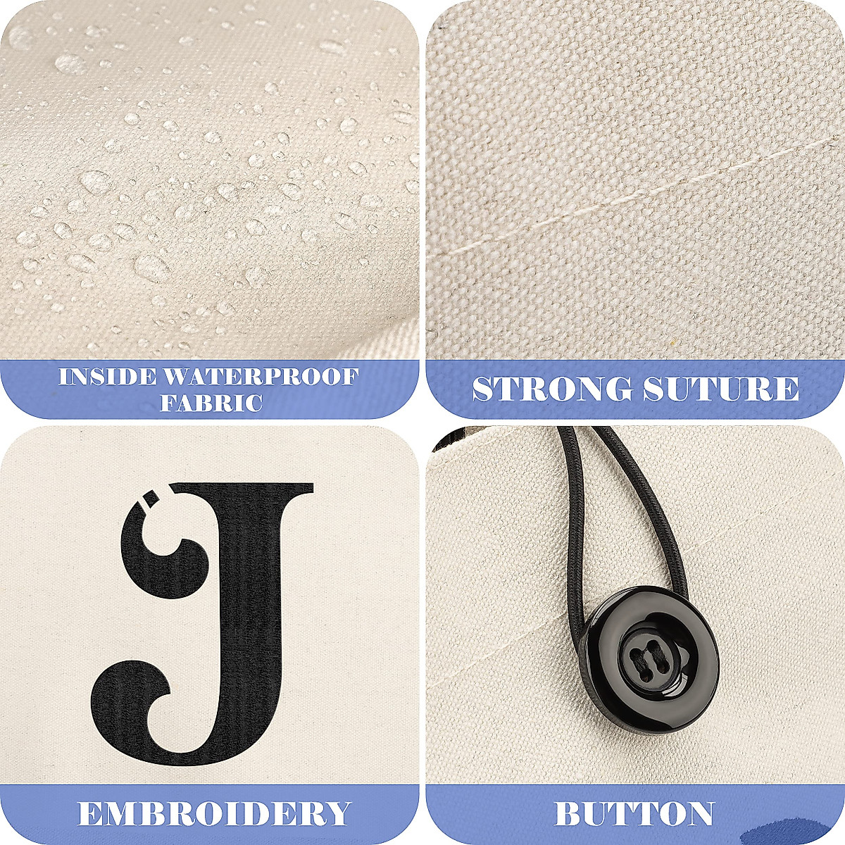 YOOFAN Initial Canvas Tote Bag - Personalized Monogrammed Gift Tote Bag for Wedding, Birthday, Beach, Holiday - Gift for Women, Mom, Teachers, Friends, Bridesmaids (J)