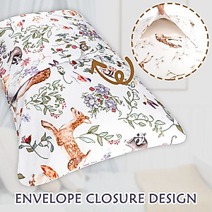 CARUILI 2 Pack Toddler Pillowcases Fit 14 x19, 14 x 20 Iches Kids Pillow, Soft & Breathable Small Pillow Cases for Kids Boys Girls, Envelope Closure Travel Pillow Cover, Woodland Animal