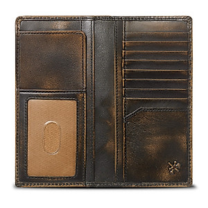 House of Jack Co. BASS FISH Long Wallet For Men | Full Grain Leather with Hand Burnished Finish | Long Bifold Wallet | Rodeo Wallet | Bass Fisherman Gift