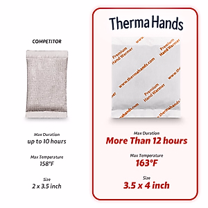 Hand Warmers (4 Packs) - Premium (Size: 3.5 inch x 4 inch, Duration: 12+ Hours, Max Temp: 163 F) Air-Activated, Convenient, Safe, Natural, Odorless, & Long Lasting Hand Warmers Disposable
