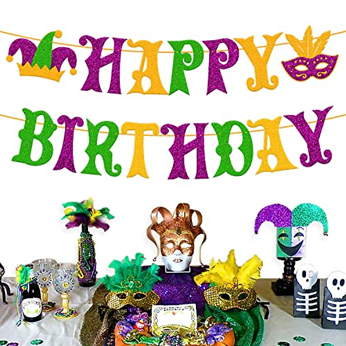 Mardi Gras Birthday Banner Carnival Fleur De Lis Shrove Fat Tuesday New Orleans Masquerade Theme It’s My Mardi Gras Birthday Party Decorations