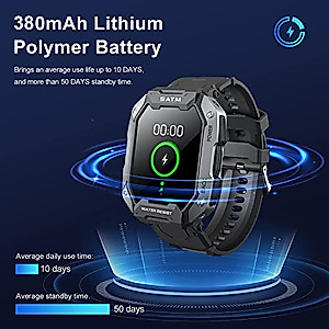 Smart Watches for Men - Smart Watch, 5ATM Waterproof Fitness Tracker Watch for Android iPhones, 1.71'' Bluetooth Military Sport Smartwatch, Health Monitor for Heart Rate, Blood Oxygen, Blood Pressure