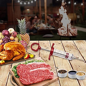 Ofargo Meat Injector Syringe, Meat Injectors for Smoking and BBQ with 2 Marinade Injector Needles; Injector Marinades for Meats, Turkey, Beef; 1-oz; User Manual Included