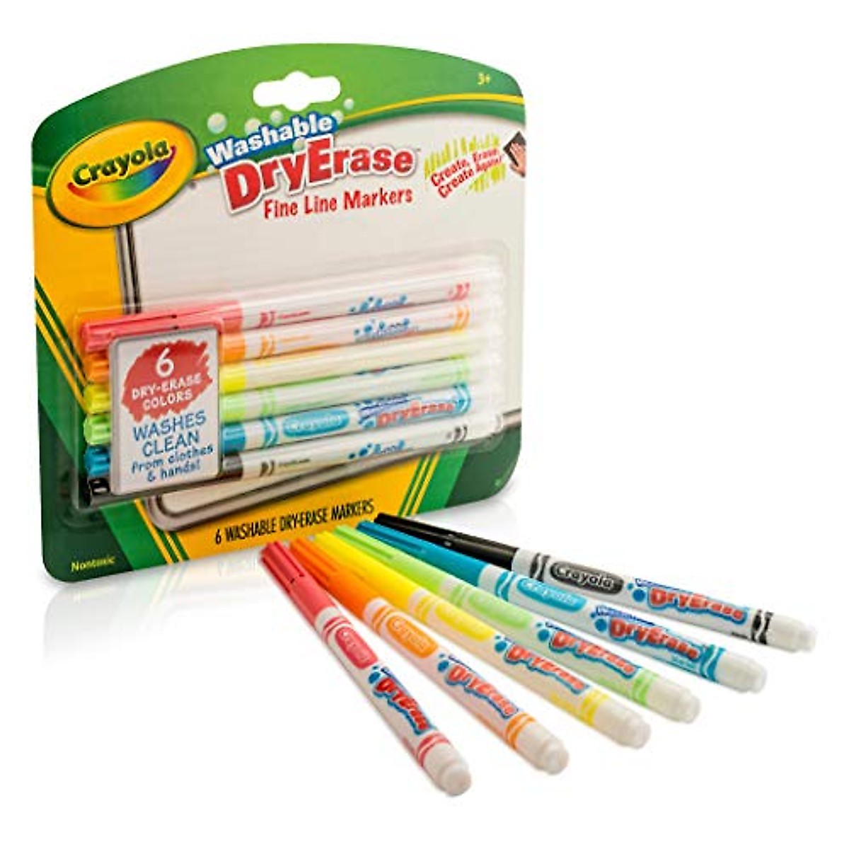 Crayola Dry Erase Markers, Fine Line, Classroom & School Supplies Assorted, 6 Pack