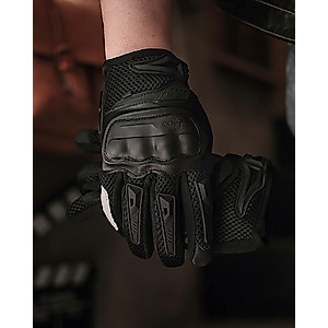 IRON JIA'S Motorcycle Gloves for Men and Women - Motorbike Powersports Racing Gloves with Hard Knuckle Touchscreen for BMX ATV MTB Riding (Black XL)