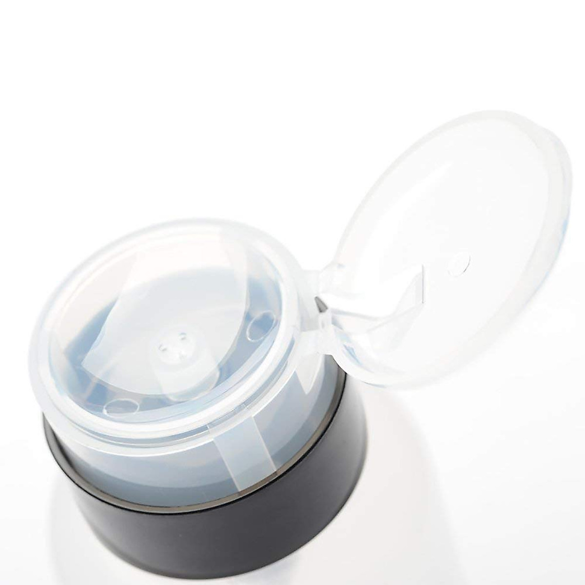 AKOAK Pack of 2 Push Down Empty Lockable Pump Dispenser Bottle for Nail Polish and Makeup Remover,200ml(6.8oz),Black and White Top Cap