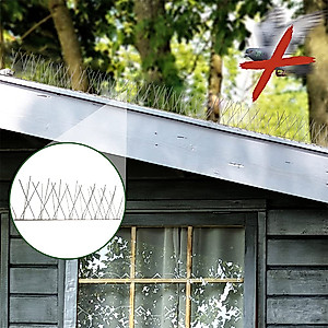 5 Pack Bird Spikes for Pigeons Small Birds Cat, Anti Bird Spikes Stainless Steel Bird Deterrent Spikes-Cover 4 Feet