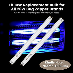Bug Zapper Replacement Bulbs 20W, 2 Pack 13'' 10W Light Bulbs for 20W Electric Bug Zapper Mosquito Light, UV T8 Fluorescent Tubes for 20W Indoor Outdoor Electronic Insect Pest Lamp Killer