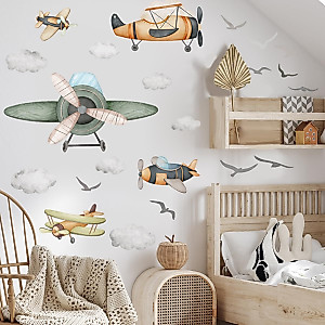 Airplane Wall Decal for Boys/Peel and Stick Boys Bedroom Wall Sticker/Can be Suitable for Kindergarten Nursery Boys Girls Bedroom Wall Decoration