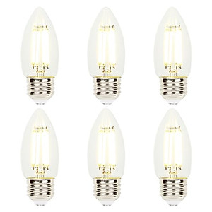 Westinghouse 5309020 6.5 Watt (100 Watt Equivalent) B11 Dimmable Clear Filament LED Light Bulb, Medium Base, 6 Pack