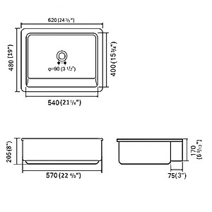 CITYLE 30 Inch Farmhouse Kitchen Sink, Apron Front Kitchen Sink Single Bowl White Fireclay Porcelain Ceramic Farm Kitchen Sinks 30"L x 19"W x 8"H