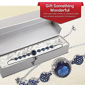 Shop LC Blue White Cubic Zirconia Bracelets for Women CZ Bolo Bracelets for Women Adjustable Tennis Bracelets for Women Fashion Jewelry Birthday Gifts for Women