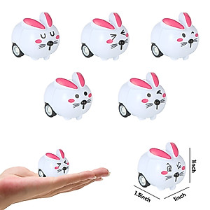 3 otters 24pcs Easter Toy Cars, Easter Eggs Filled Stuffed Bunny Rabbit Pull Back Car Kids Small Toys