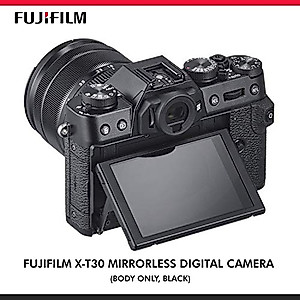 Fujifilm X-T30 4K Wi-Fi Mirrorless Digital Camera (Body Only) - Black with 64GB Deluxe Bundle and Travel Photo Cleaning Kit