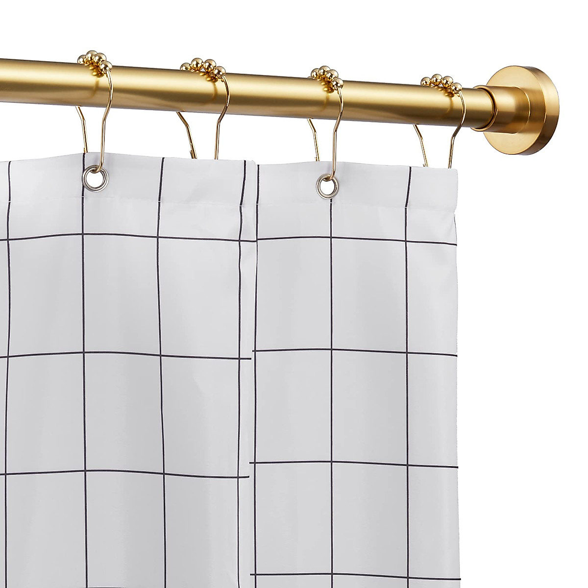EBOATOP Shower Curtain Rod Tension- Never Rust No Drill Non-Slip Spring Tension Shower Rod, 43-73 inches Metal Steel, Gold