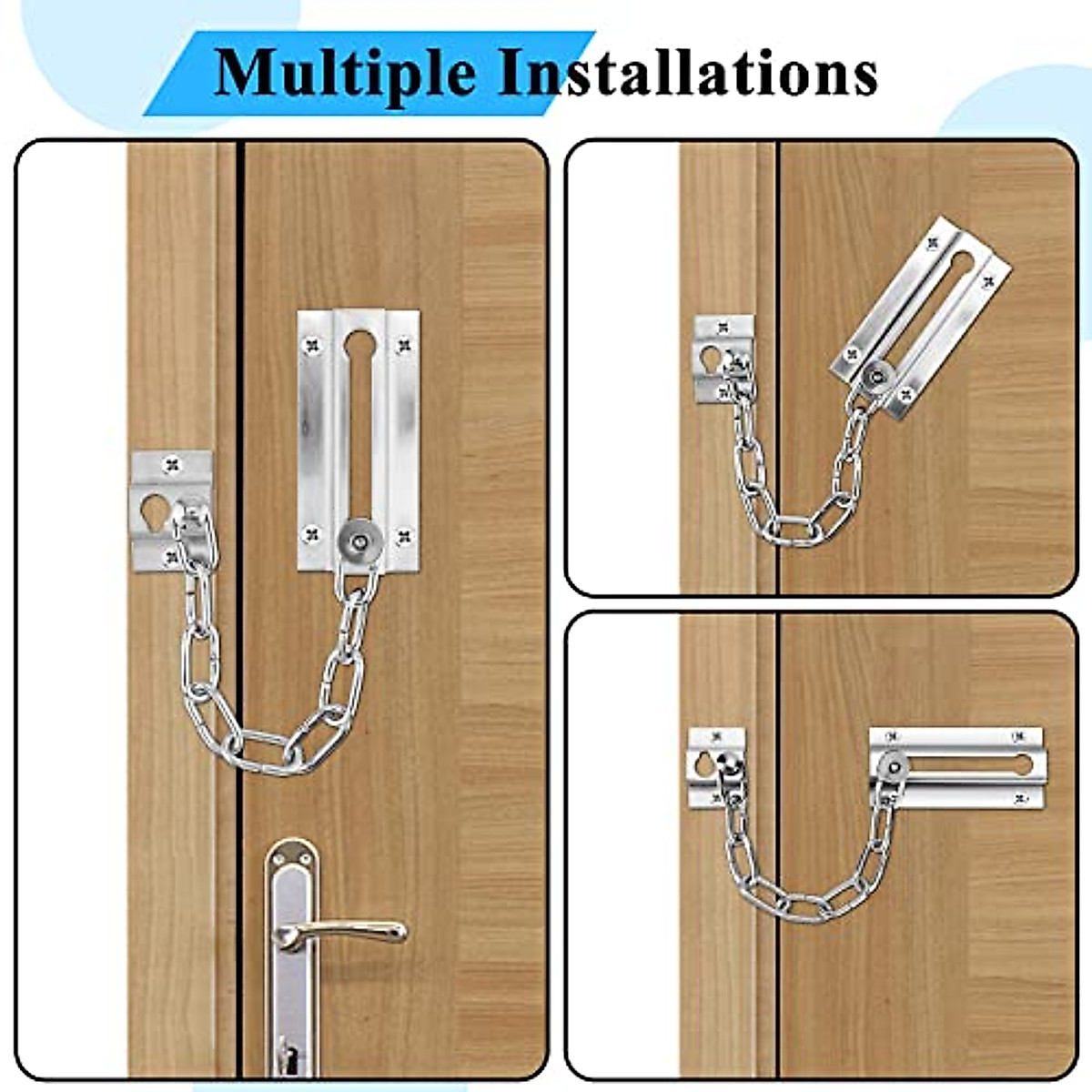 INBOF 2 Pack Door Chain Lock, Premium Chain Door Lock, Thickened Door Lock Chain with 12 Screws, Stainless Steel Chain Locks for Inside Door, Better Security and Protection for Your Home and Family