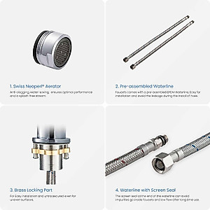 KIBI Single Handle Tender Faucet for Bathroom Sink with Pop Up Drain | Solid Brass High Arc Faucet Spout (Chrome) (KBF1019)