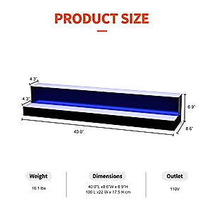 Oarlike LED Liquor Bottle Display Shelf 40 in 2 Step Acrylic Lighted Bar Shelf W/RF Remote Controller Home Commercial Bar Countertop Display Stand