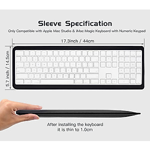 CaseBuy PU Leather Keyboard Sleeve Cover Case for 2024 Apple Magic Keyboard with USB-C & 24" iMac Magic M1 M3 M4 Chip A2520 A1843 & 2022 Mac Studio with Numeric Keypad Accessories Bag Pouch - Black