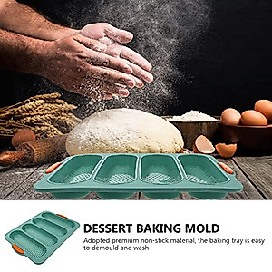 UPKOCH Bake s 2 Pack Silicone Bread Baking Mold Nonstick Baking Pan Baking Tool Kitchen Gadget, Green Silicone Mold French Bread Baking Pan