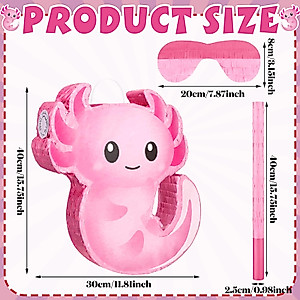 Leyndo Pink Axolotl Piñata for Birthday Party Pink Piñata with Stick Blindfold Confetti for adults Gift Halloween Party Decoration, Baby Shower, Axolotl Party Supplies, 15.7 x 11.8 Inch