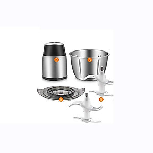 DNATS Metal Meat Grinder-Food Chopper, Electric Meat Grinder 2L Stainless Steel Food Processor for Baby Food, Meat, Vegetables， Stainless Steel Bowl