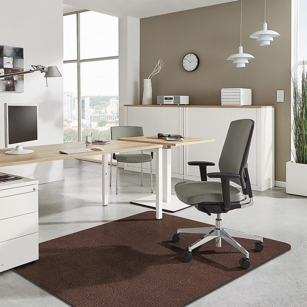 Office Hardwood Floor Chair Mat - Computer Chair Mat for Hardwood Floors, Pad for Hardwood and Tile Floors, Large Anti-Slip Home Desk Chair Mat, Easy Clean, NOT for Carpets, 55" X 63" Black