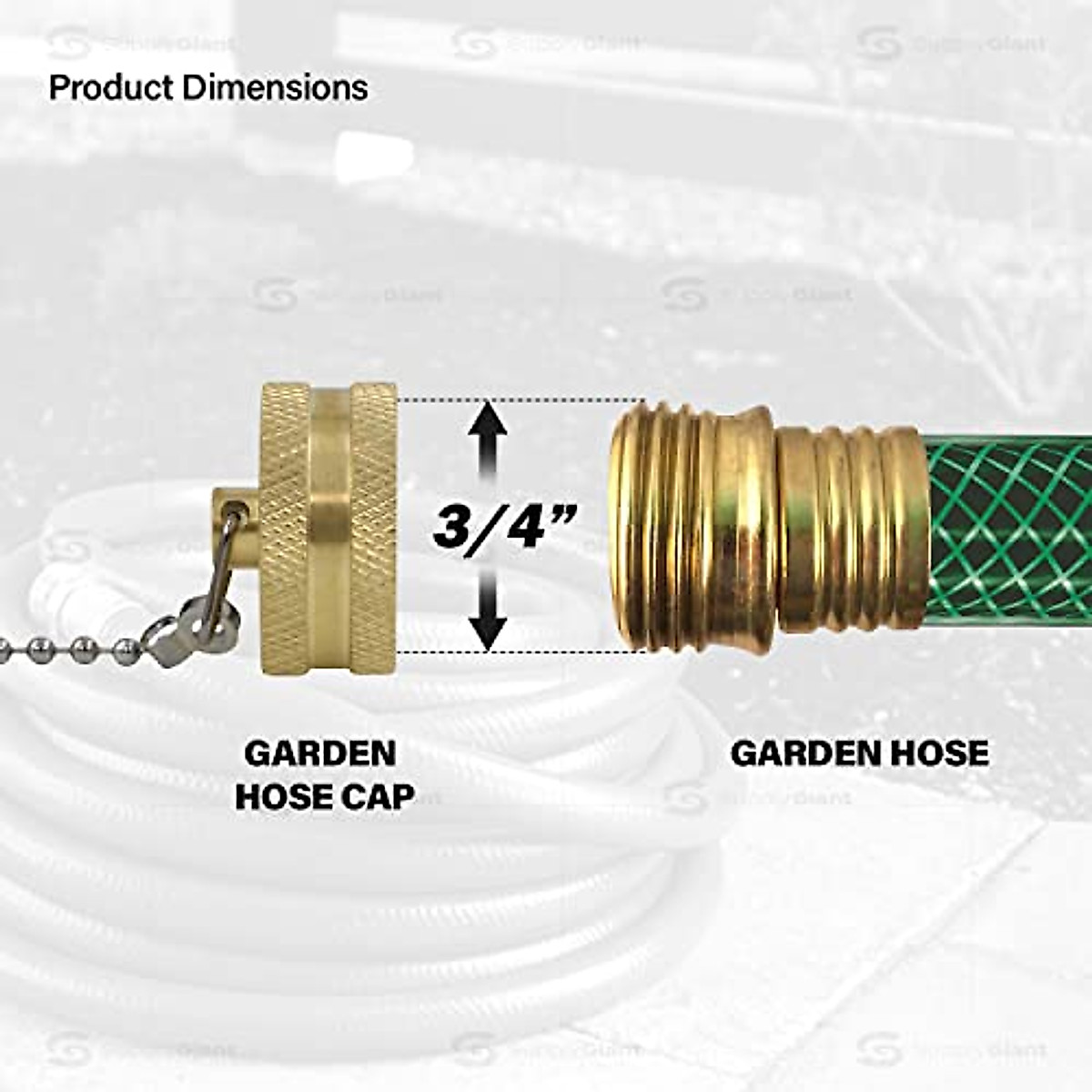 Supply Giant H69-56DX-10 Garden Hose Cap W/Chain & Washer, 3/4" FH, Brass 10 Pack