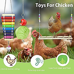 WDSHCR Chicken Toys Chicken Xylophone Toys for Hens, Chicken Swing Ladder Toys and Vegetable Hanging Feeder for Chicken Coop 3 Packs (A)