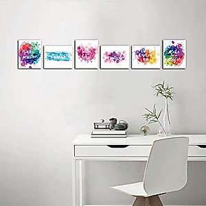Inspirational Wall Art Quotes Poster- Home Office Giclee Print Kitchen Living Room Decoration Kids Teens Bedroom Decor Motivational Painting Artwork 6 Piece Unframed Canvas Sayings Positive Phrase