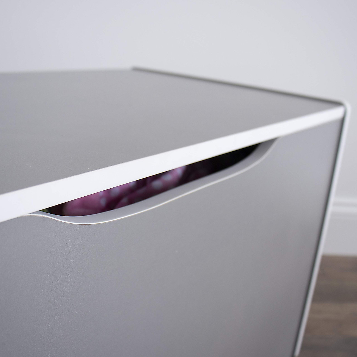 Humble Crew Storage Toy Box with Hinged Lid, Grey/White