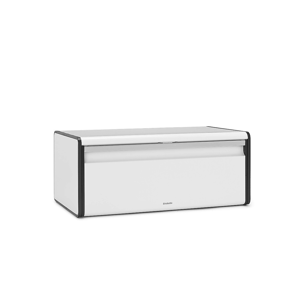 Brabantia Rectangular Fall Front Bread Box (White) Large Front Opening Flat Top Bread Store for Kitchen Counter, Fits 2 Loaves