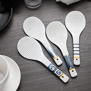 Rice Paddle Ceramic Rice Spoon Set of 4 Rice Scooper Rice Spatula for Rice, Mashed Potato