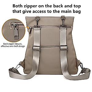 Wesccimo Fashion Backpack Purse For Women Waterproof Nylon Anti Theft Convertible Shoulder Bag Hangbag Brown