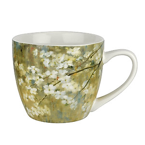 Pimpernel Dogwood in Spring Collection Mug | 16 Oz Coffee Cup | Made from Porcelain | Large Tea, Espresso, and Hot Cocoa Mug with Handle | Dishwasher and Microwave Safe