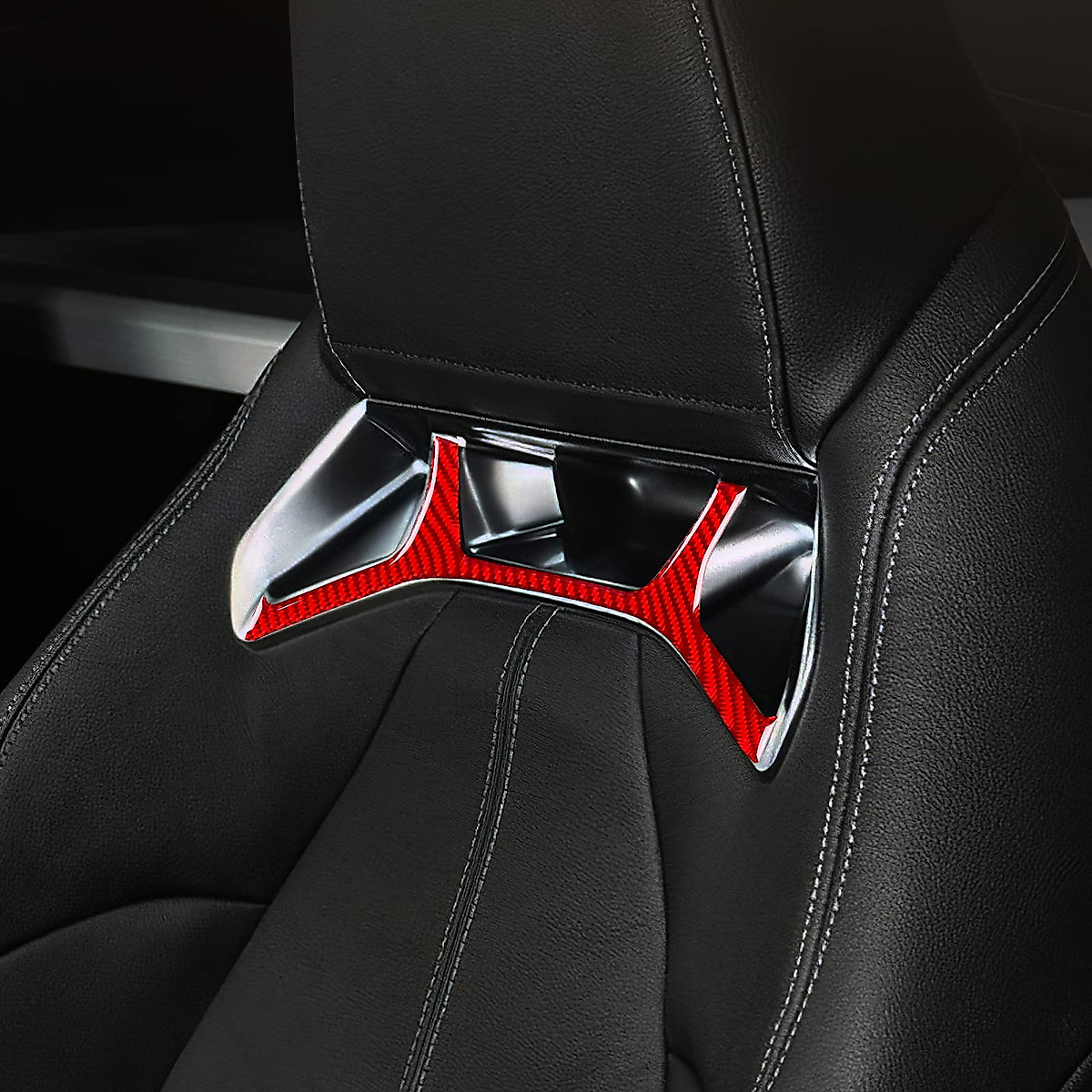 AIRSPEED Car Seat Head Rest Accent Sticker Carbon Fiber Auto Headrest Interior Trim Cover for Toyota Supra GR A90 A91 MK5 2019-2022, Red