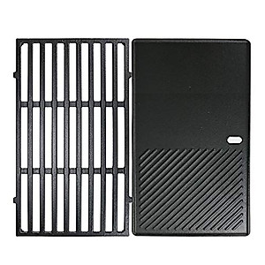 Uniflasy 7637 17.5 Inch Cast Iron Grill Replacement Part for Weber Spirit & Spirit II 200 Series Spirit E210 E220 S210 S220 Cooking Grill Grates Reversible Griddle Plate with Front Control Spirit 200