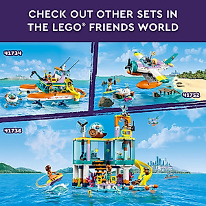 LEGO Friends Sea Rescue Center 41736 Building Toy for Ages 7+, with 3 Mini-Dolls, 2 Otters, a Seahorse, Turtle and Water Scooter, a Great Birthday Gift for Pretend Ocean Rescue Play