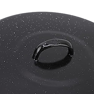 Roasting Pan with Rack and Lid, Stainless Steel Multi Use Roaster Pot Speckled Black Enamel on Steel Cookware(28cm)