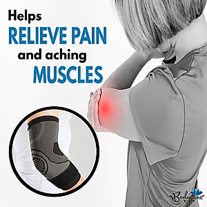 Bodyprox Elbow Brace with Strap for Tendonitis 2 Pack, Tennis Elbow Compression Sleeves, Golf Elbow Treatment