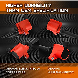 ENA Set of 6 Red Ignition Coil Pack 2001-2008 Compatible with Ford Mercury Mazda Tribute Mariner Escape Five Hundred Freestyle Montego Taurus Sable V6 3.0L Replacement for DG500 DG513 FD502