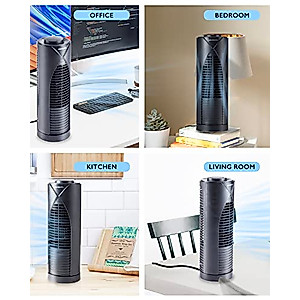 Kimviento Small Tower Fan, 80° Oscillating Fan, Portable Desk Table Fan with 3 Speeds, Quiet Cooling, 13 Inch Personal Bladeless Fan for Bedroom Home Office Desktop
