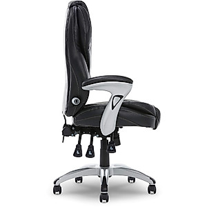 Serta Ergonomic Leather Computer Chair with Layered Memory Foam, Contoured Lumbar, Pillowed Headrest Executive Adjustable Office, Black 25.25D x 29W x 44.5H in