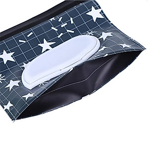 Yunzee Portable Wet Wipe Pouch Dispenser Reusable Refillable Clutch Baby Wipes Dispenser Holder Case Keeps Wet Wipes Moist,Black Star