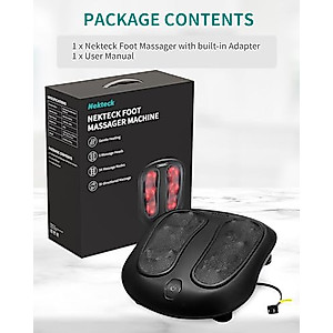 Nekteck Foot Massager with Heat, Shiatsu Heated Electric Kneading Foot Massager Machine for Plantar Fasciitis, Built-in Infrared Heat Function and Power Cord (Black)